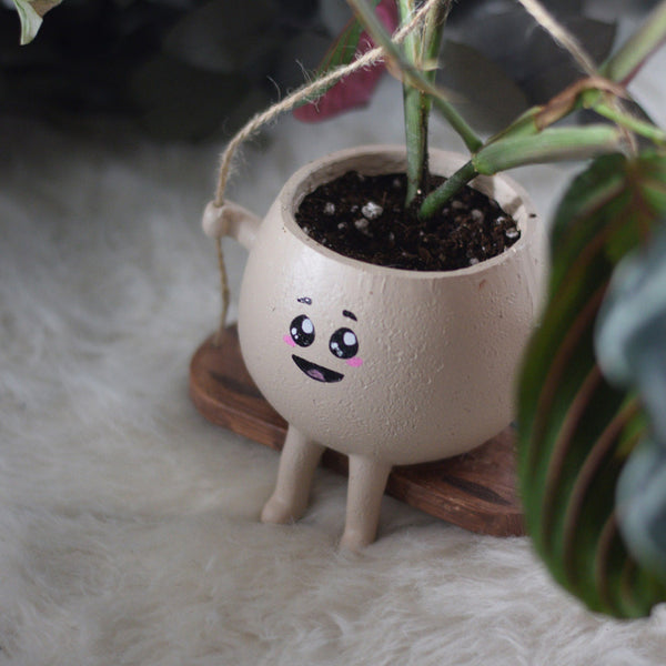 Petit cache-pot visage balançoire, Mini pot de fleur visage Potichou